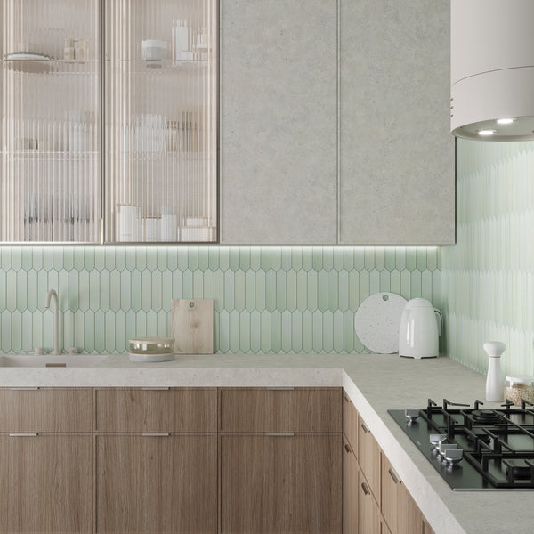 Tea Green 2x10 Matte Ceramic Picket Tile | Shop Today – Tiletopia