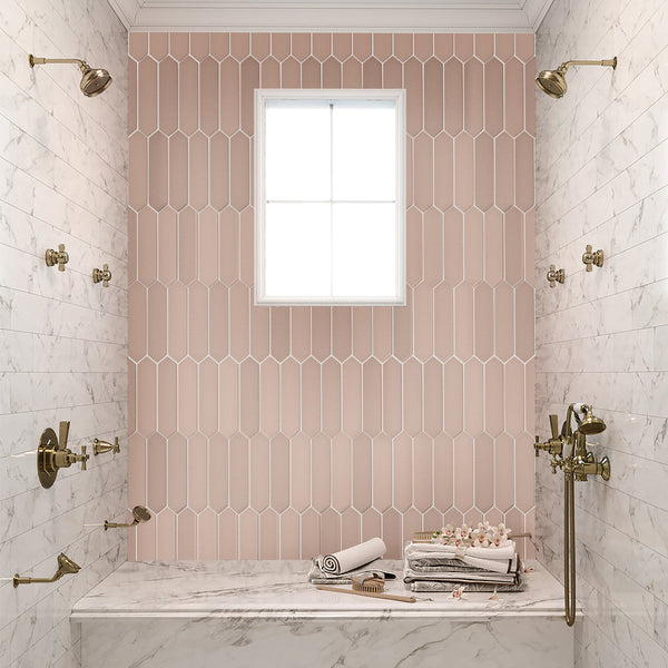 Blush Pink 2 x 10 Matte Ceramic Picket Tile – Tiletopia