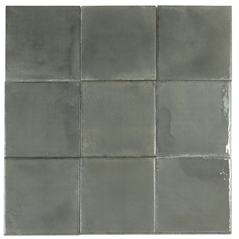 Dark Moss Green 8x8 Glossy Porcelain Zellige Square Subway Tile – Tiletopia