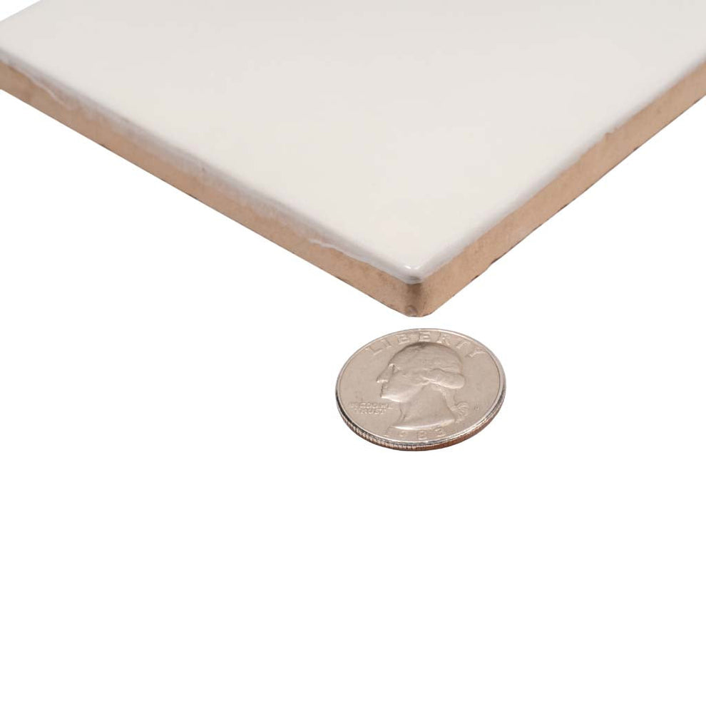 Ivory White 4x4 Glossy Ceramic Tile – Square Zellige Tile for Elegant ...