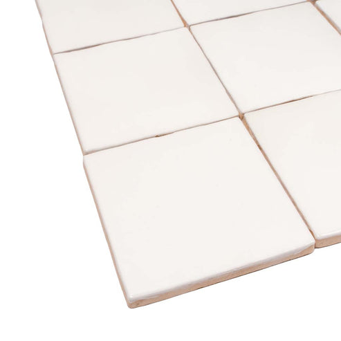 Ivory White 4x4 Glossy Ceramic Tile – Square Zellige Tile for Elegant ...