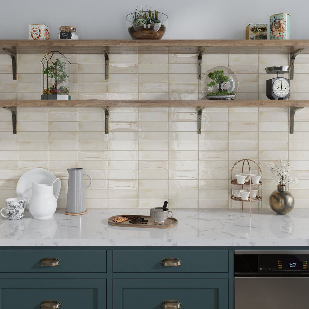 White 2.5x8 ceramic deco tile -- Modern Subway Tiles – Tiletopia