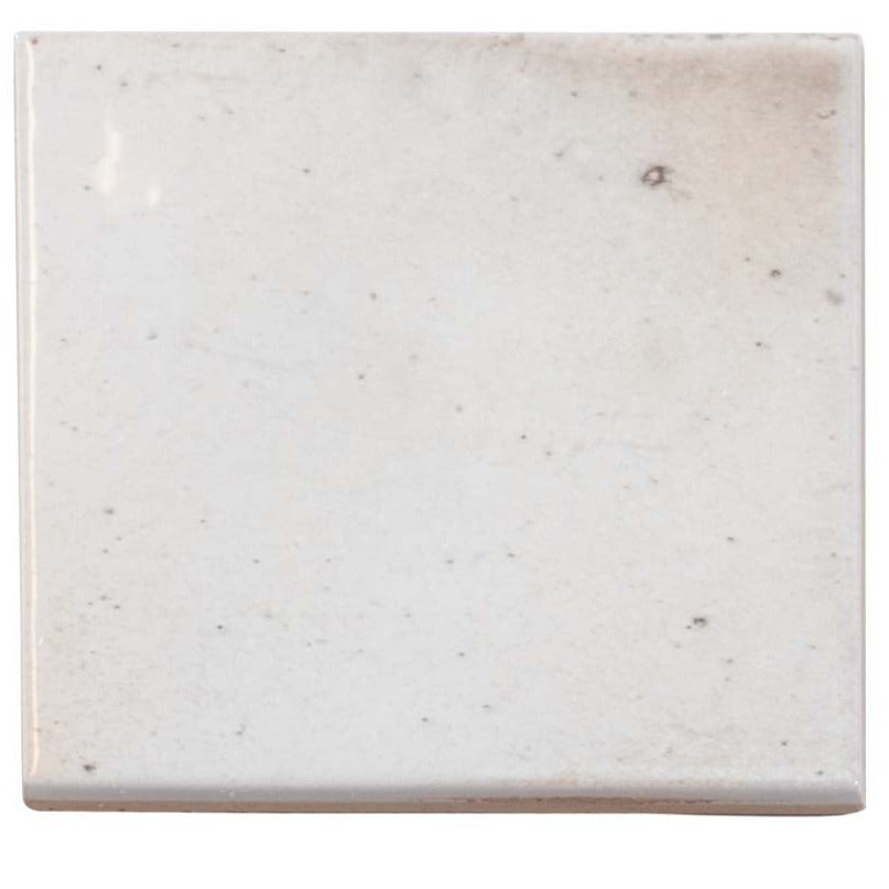 White 4x4 Glossy Ceramic Square Tile – Handmade Zellige Texture – Tiletopia