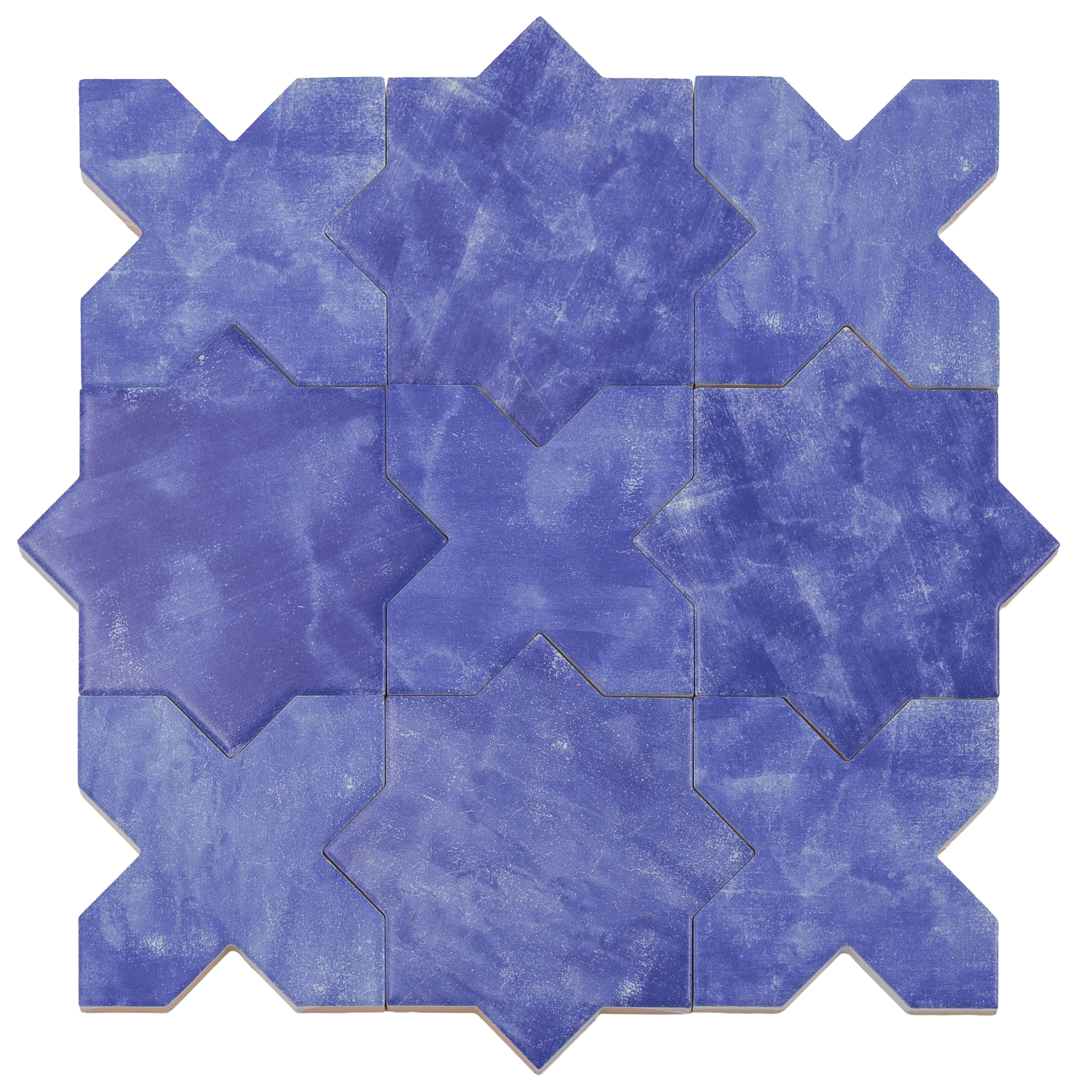 Cornflower Blue 5" Star with Cross Matte Ceramic Tile – Tiletopia