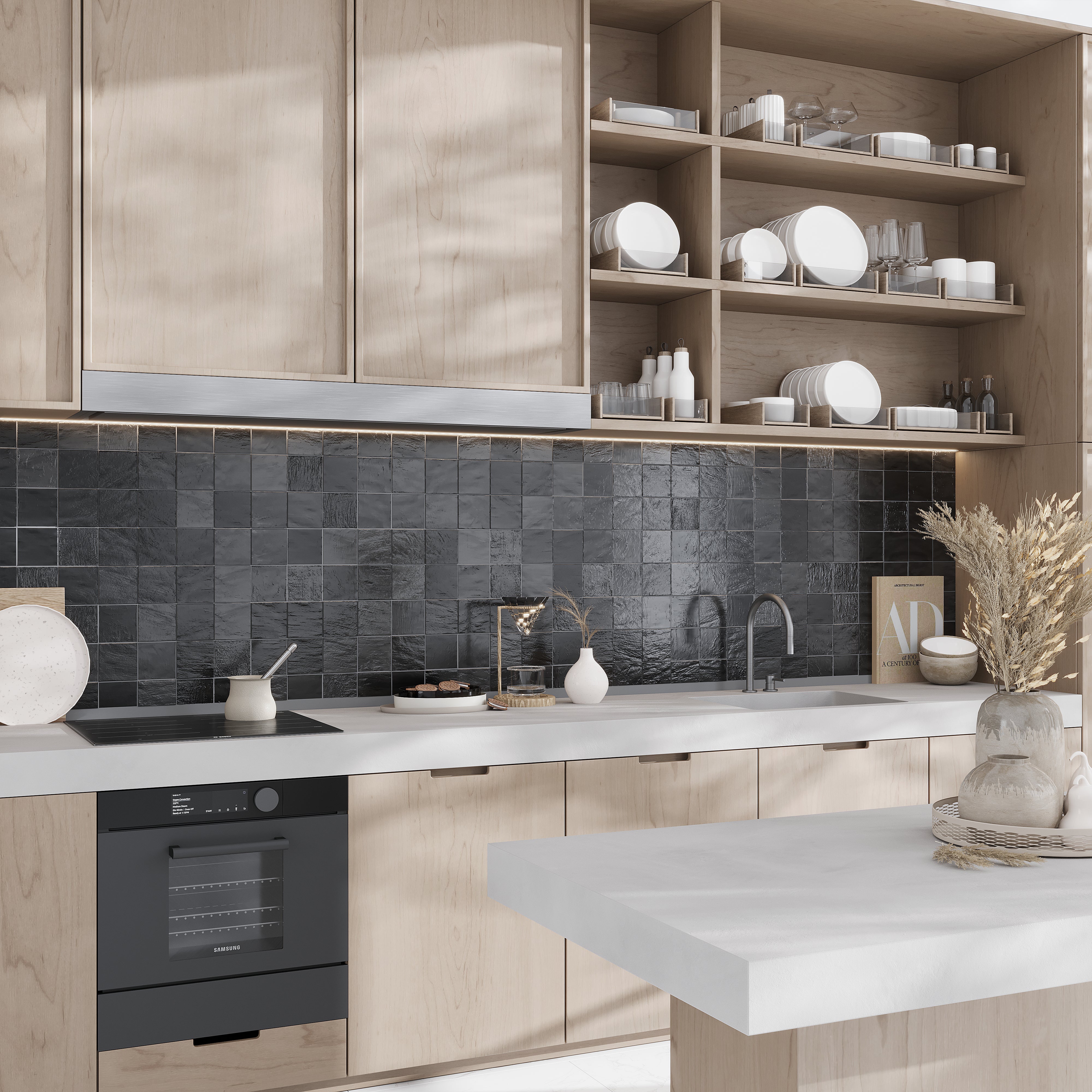 Black 4x4 Glossy, Matte Ceramic Square Tile for Stylish Walls and ...