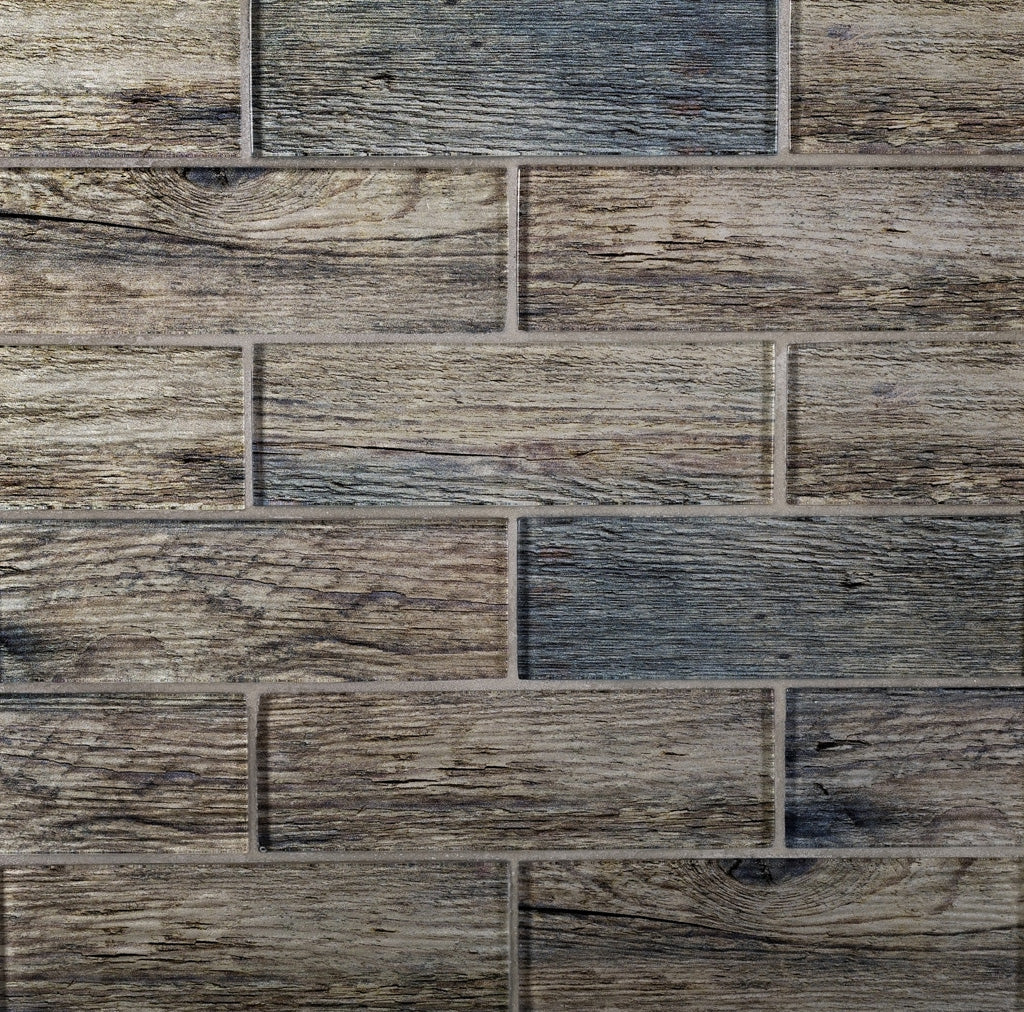 Wooden Brown 12 x 12 Glass Glossy Mosaic Tile – Tiletopia