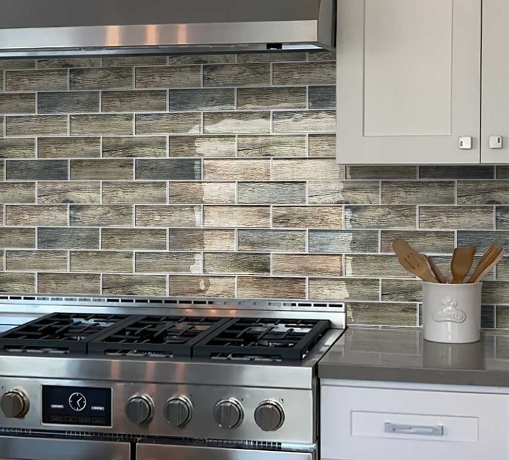 Wooden Brown 12 x 12 Glass Glossy Mosaic Tile – Tiletopia