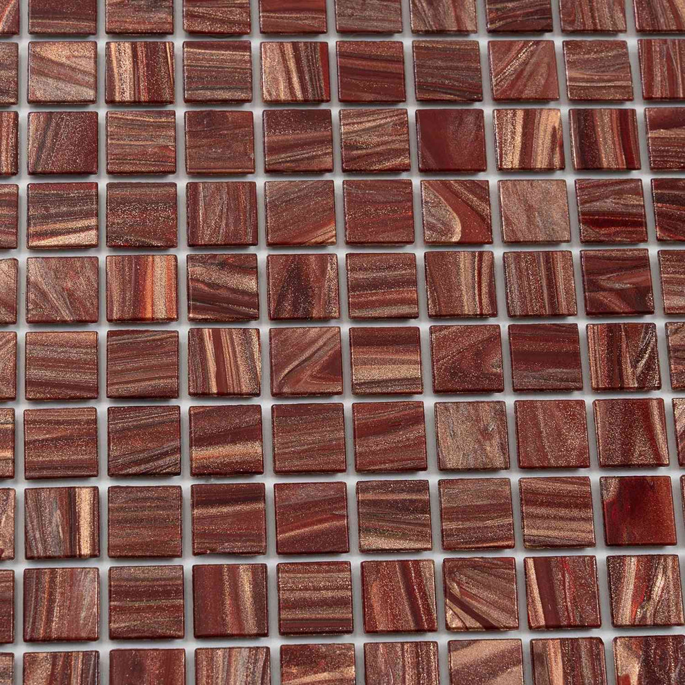 Fire Brick Red 12 x 12 Glossy Glass Mosaic Tile – Tiletopia