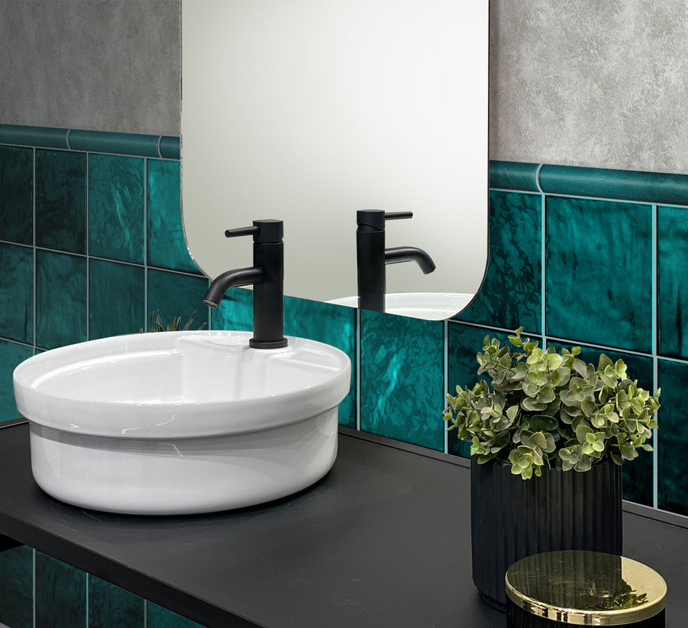 Ocean Green 5 x 5 Glossy Ceramic Square Tile – Tiletopia