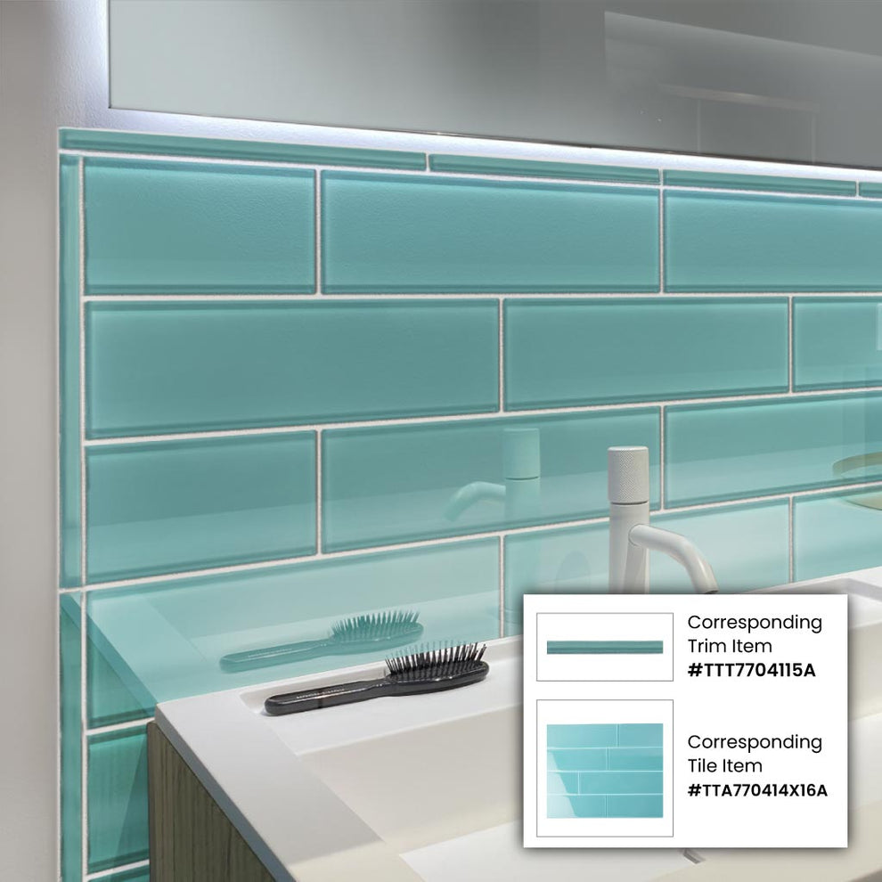 Sky Blue 4 x 16 Glass Subway Tile For Kitchens & Showers – Tiletopia