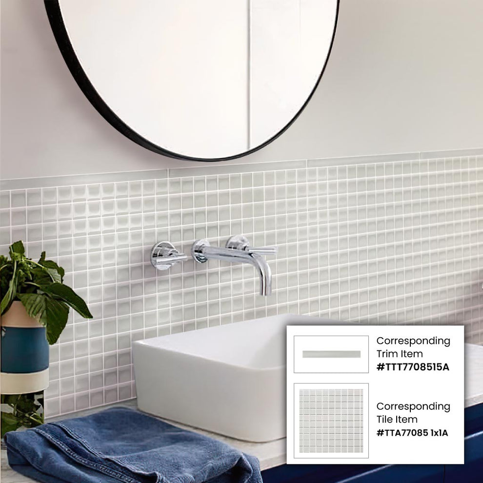 Warm Greige Glossy Glass Mosaic Tile 12x12 | Tiletopia
