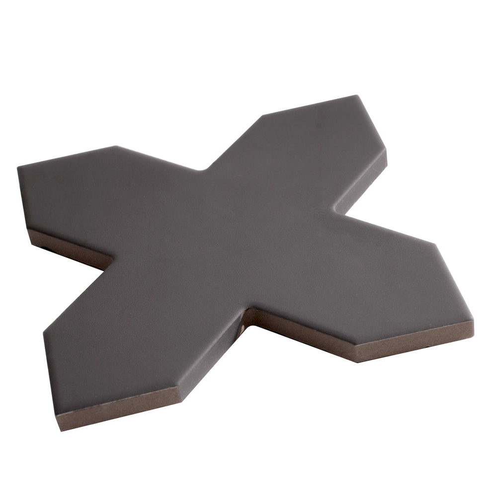 Graphite Black 5 x 5 Matte Porcelain Cross Tile – Tiletopia