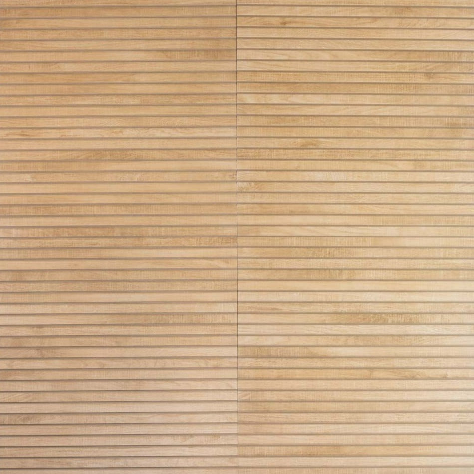 Ribbon Wood Look 24x48 Large Format Porcelain Tile with Fluted Texture – Tiletopia